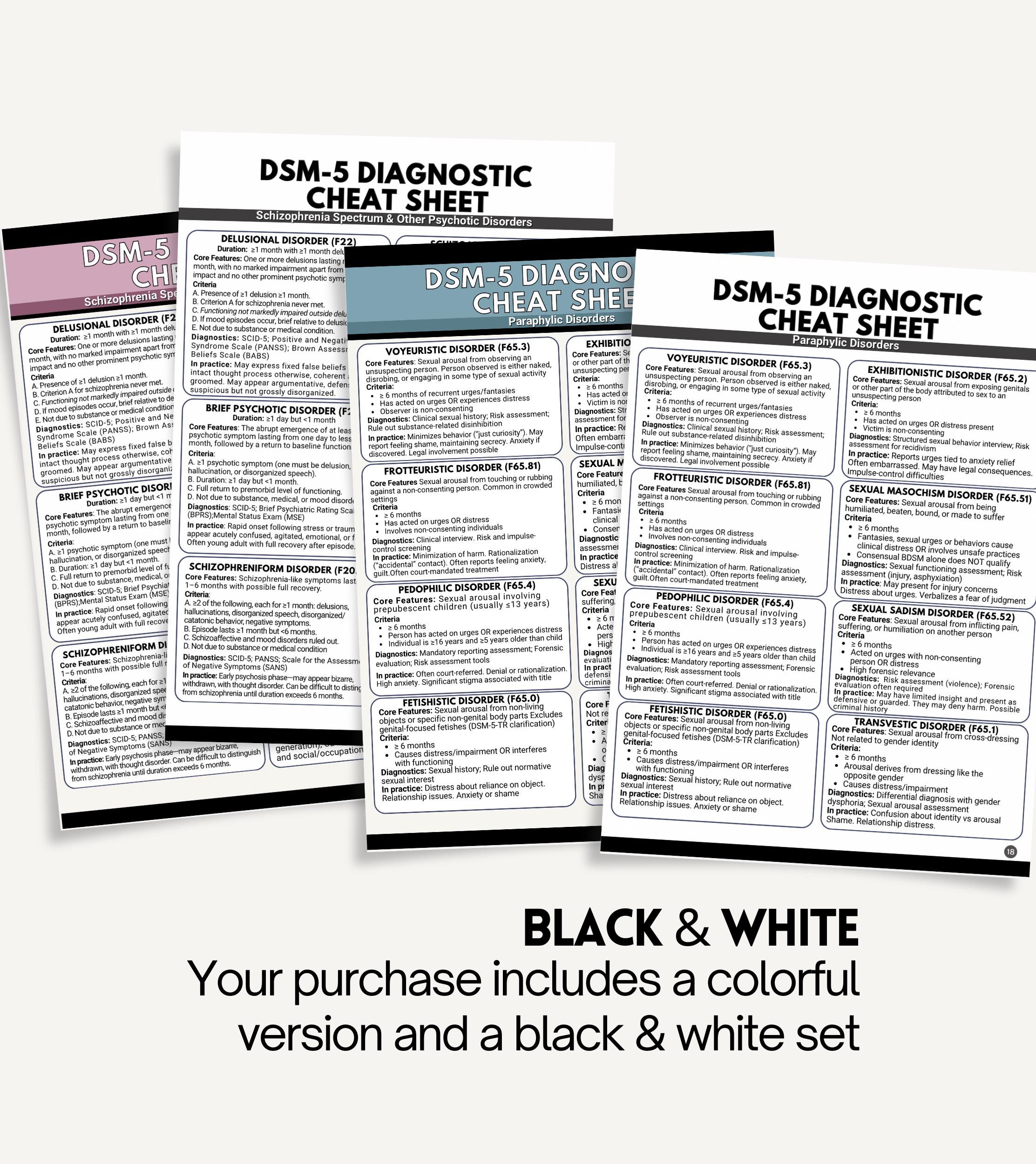 DSM5 Diagnostic Cheat Sheet - Easily Diagnose 100+ Mental Disorders ...