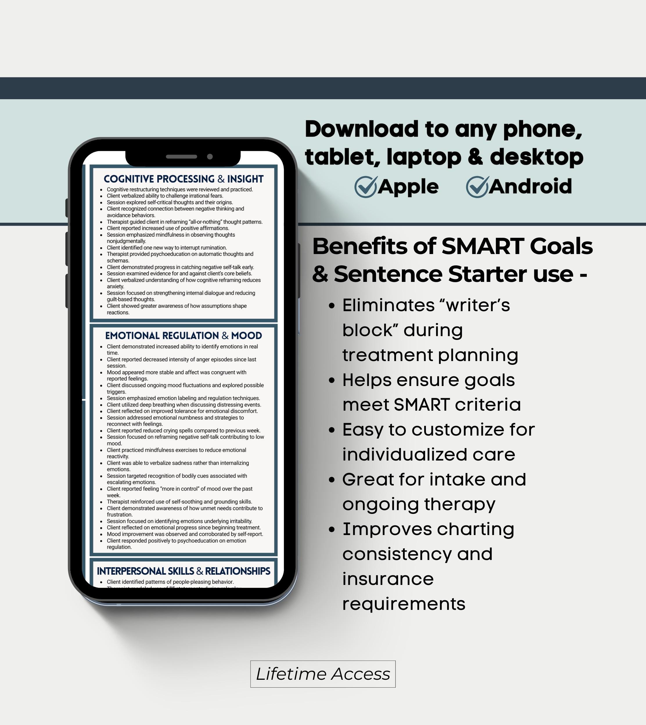 250 SMART Goals Treatment Plan for Therapists | Mental Health ...