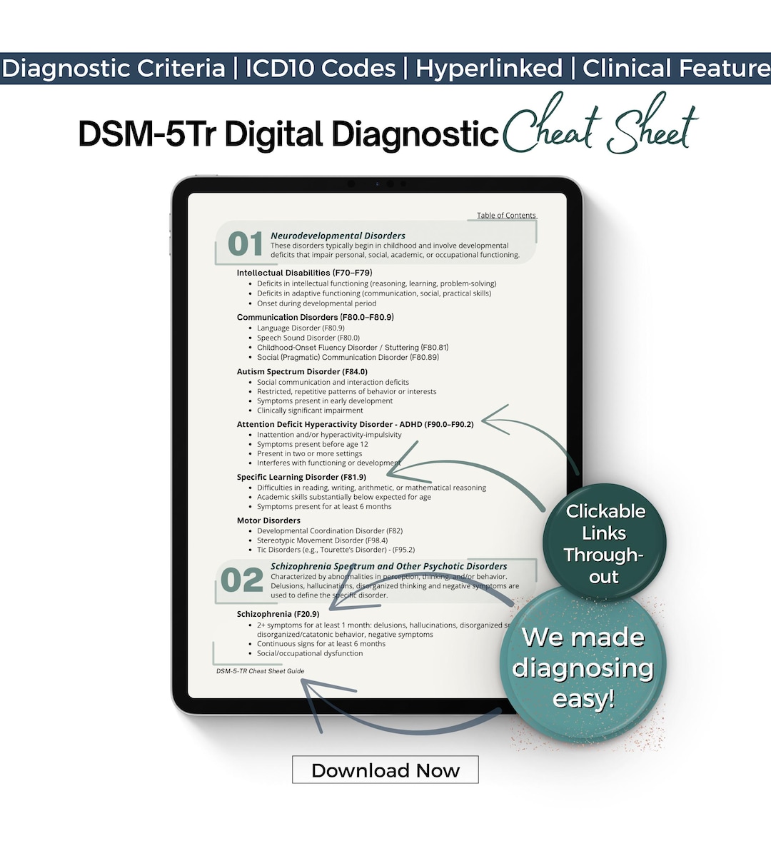 DSM-5-TR Digital Diagnostic Cheat Sheet With ICD-10 Codes - Etsy UK