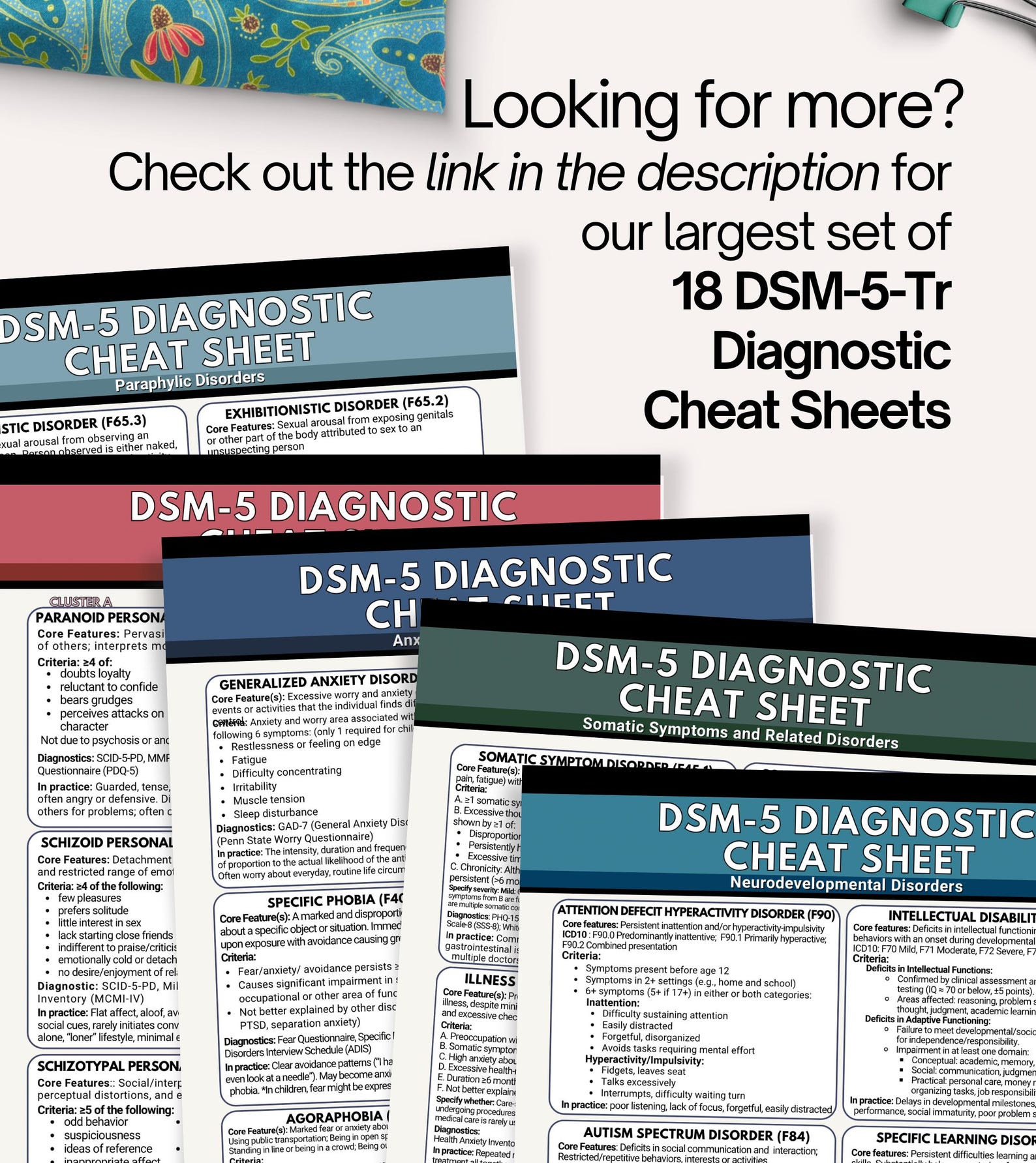 DSM5 Cheat Sheet Diagnostic Criteria: Mental Disorders Diagnosing ...