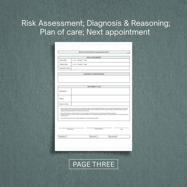 Initial Psychiatric Evaluation Template | Mental H&P Assessment, MSE ...
