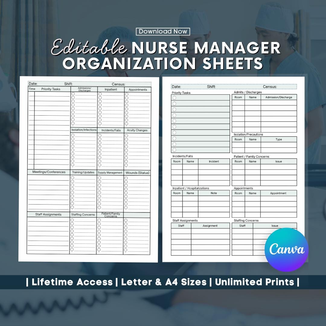 Charge Nurse Daily Report, Nursing Supervisor Brain Sheet Report, Nurse ...