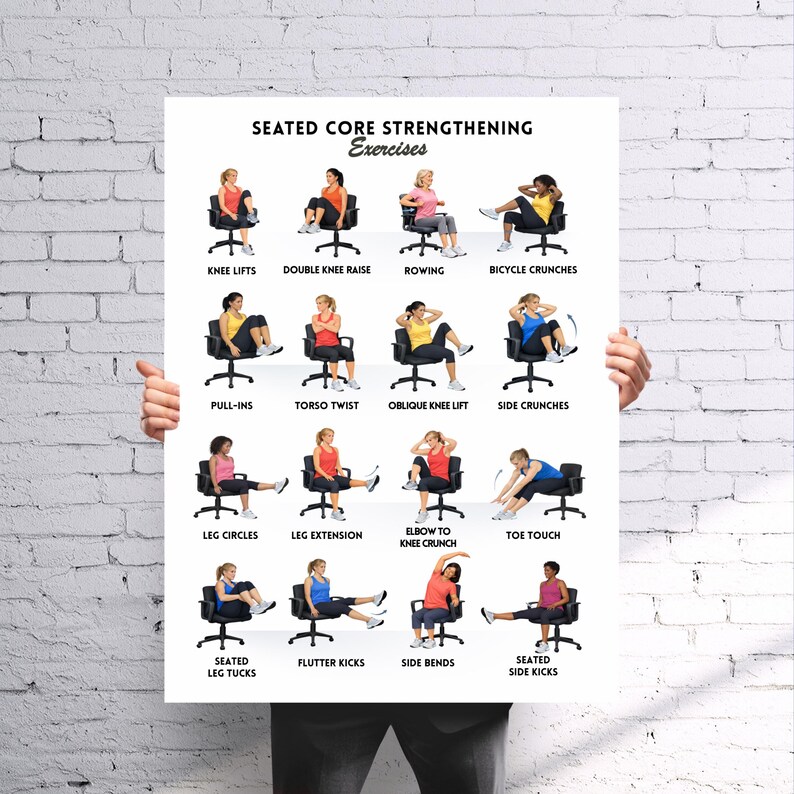 Chair Exercises for Core Strengthening Printable | 16 Seated Abdominal ...