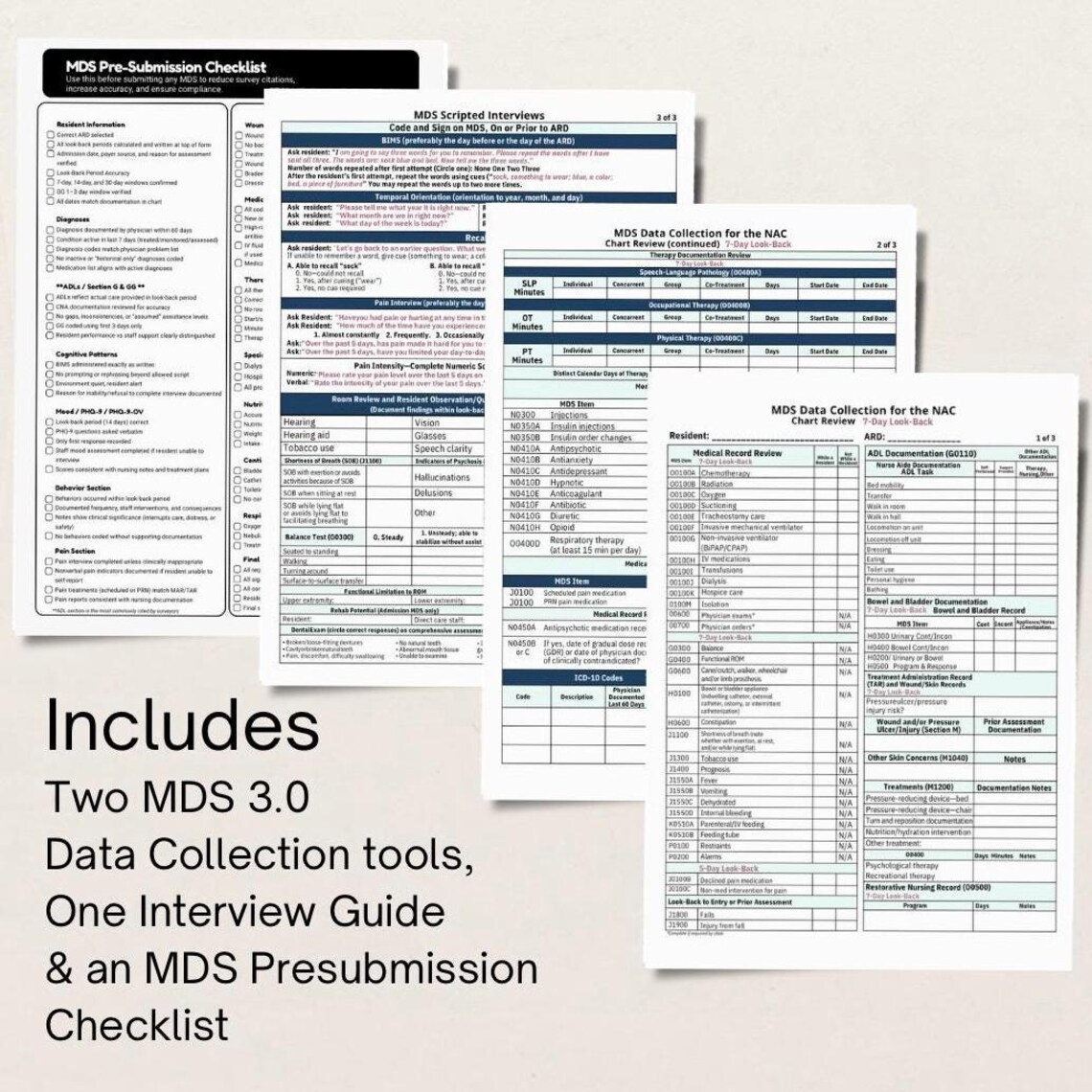 MDS Nurse Assessment Tools, BIMS Resident Interview Worksheet for Long ...