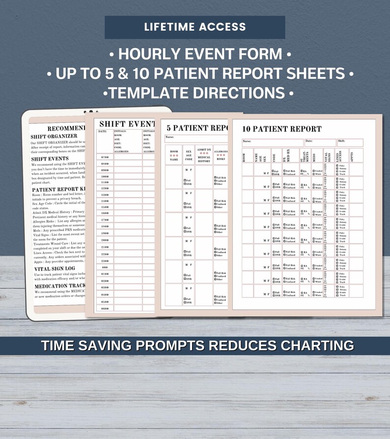 Editable Skilled Nursing Shift Organizer Bundle: Patient Report, Task ...