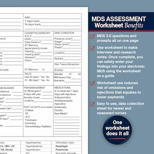 MDS Collection Sheet | Skilled Nursing PDPM Tool | Complete MDS ...