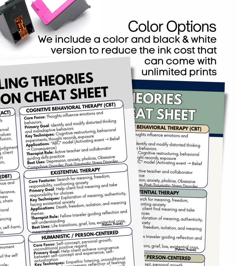 Comparing Counseling Theories Cheat Sheet - Compare Therapist ...