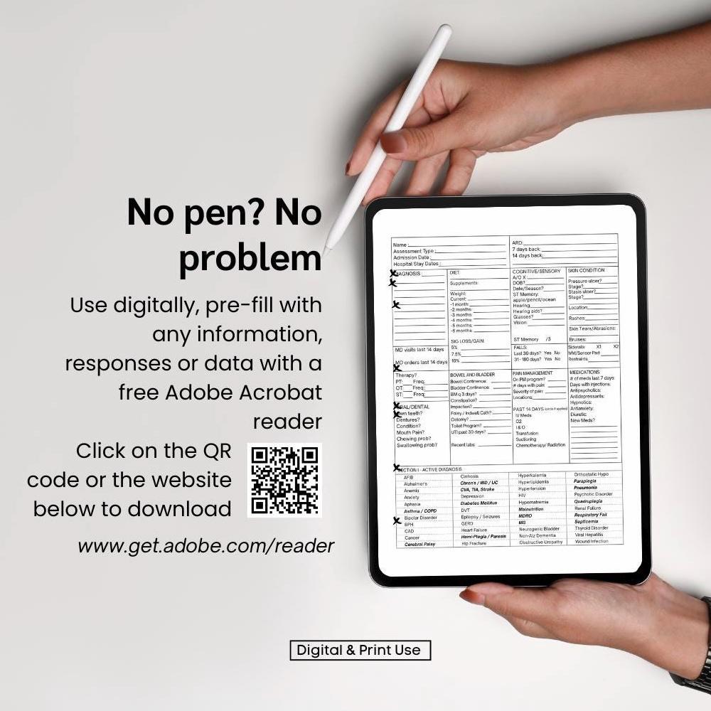 MDS Collection Sheet | Skilled Nursing PDPM Tool | Complete MDS ...
