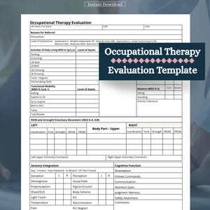 Occupational Therapy Evaluation Form, Occupational Therapist Session ...