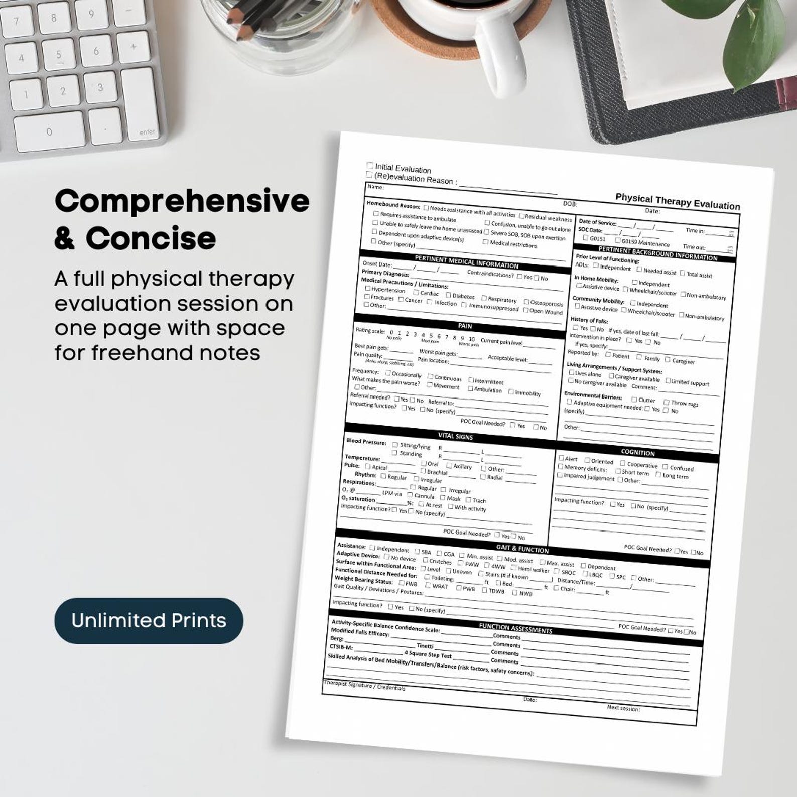 Physical Therapy Evaluation Form: PT Home Visit Template, Physical ...