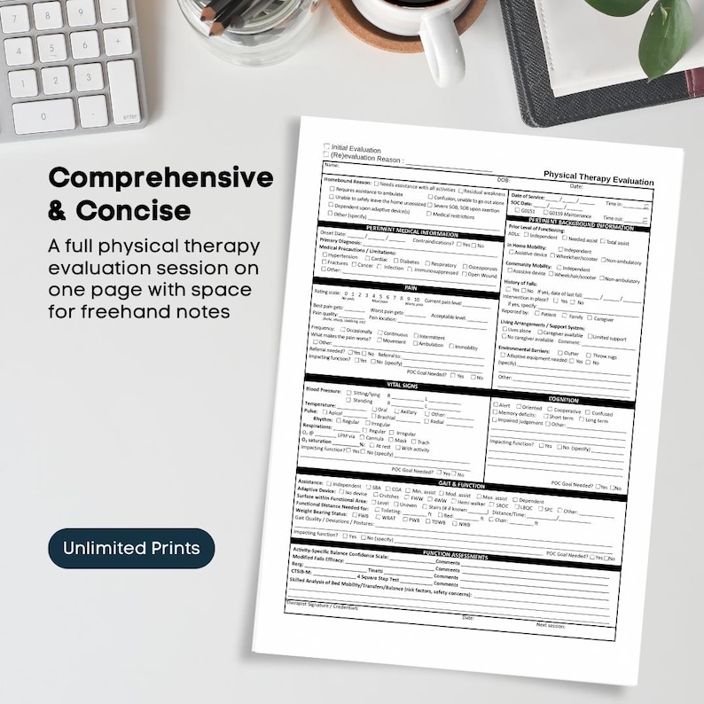 Physical Therapy Evaluation Form: PT Home Visit Template, Physical Therapist Session Note (PDF ...
