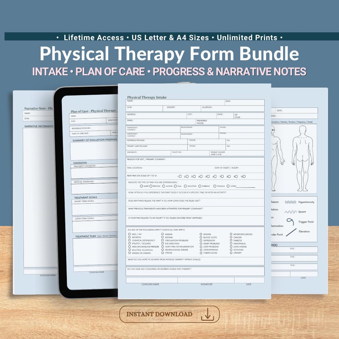 Physical Therapy Session Forms: Physical Therapist Intake, PT SOAP Note ...