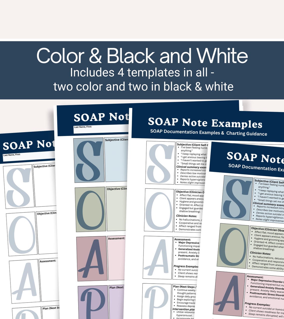 Psychotherapy SOAP Documentation Examples & SOAP Note Template, Mental ...