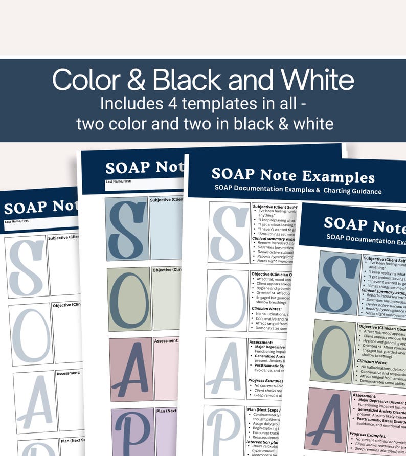 Psychotherapy SOAP Documentation Examples & SOAP Note Template, Mental ...