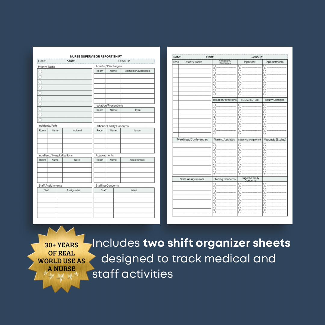 Charge Nurse Daily Report, Nursing Supervisor Brain Sheet Report, Nurse ...