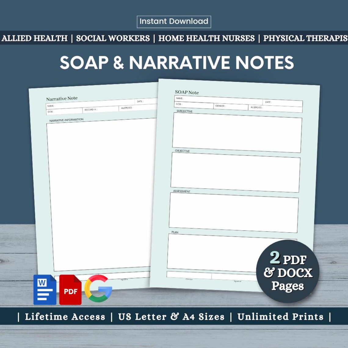 SOAP Note, Therapist Note Template, Therapy Note, Note Template for ...