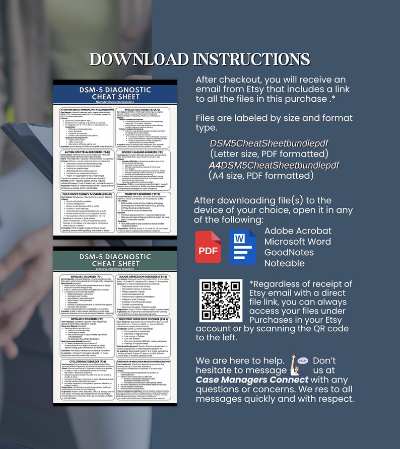 DSM5 Cheat Sheets: Mental Disorder Diagnostic Criteria, Dsm5-tr Easily ...