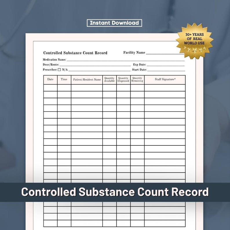 Narcotic Count Sheet - Controlled Substance Inventory Report, Narc ...