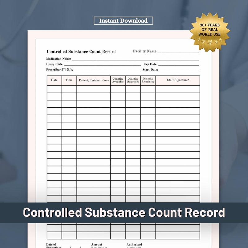 Controlled Medication Sheet - Etsy