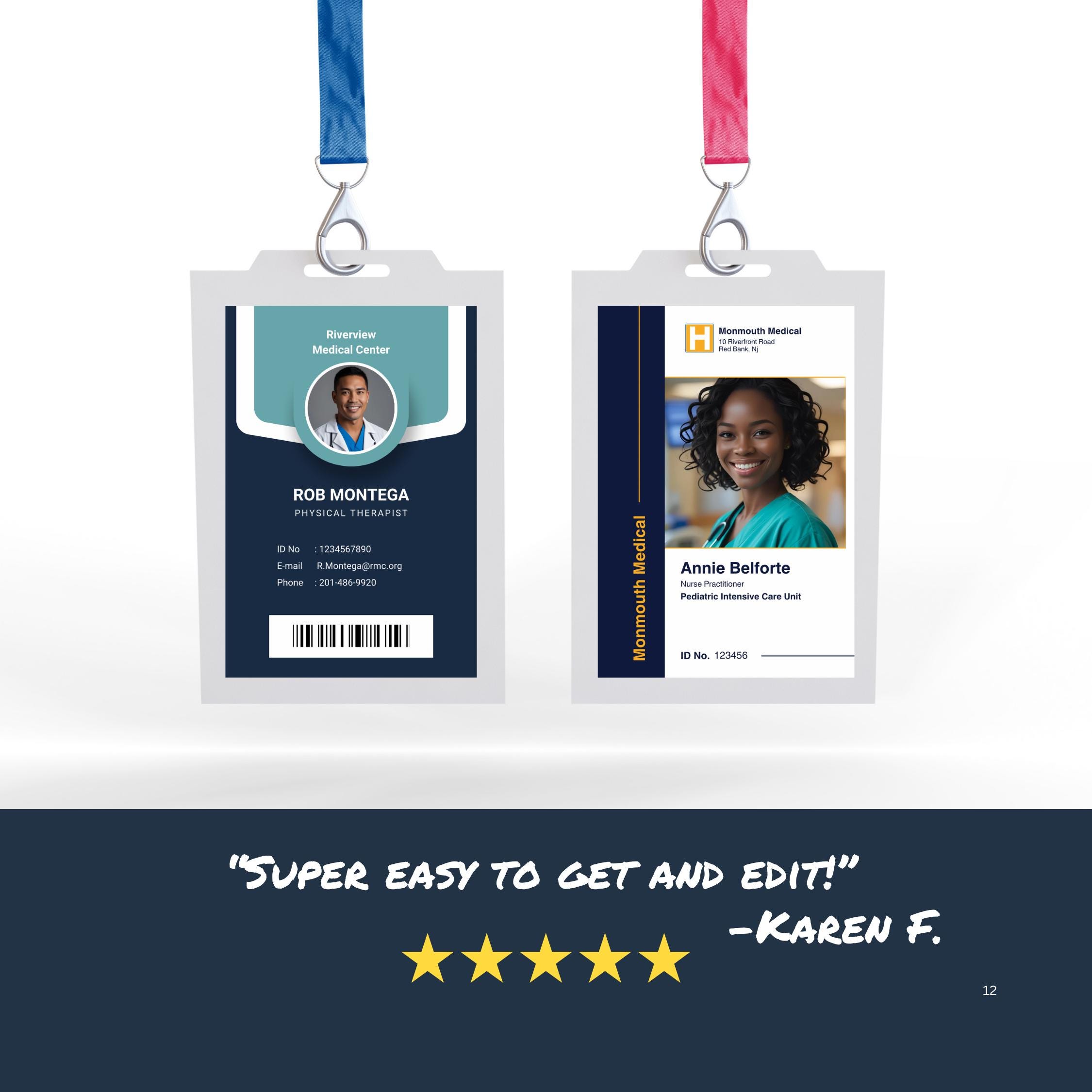Editable Doctor, Nurse ID Badge Template: Hospital Staff, Medical ...