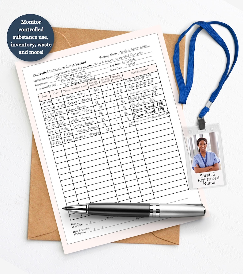 Narcotic Count Log: Controlled Substance Inventory Sheet (PDF Download ...