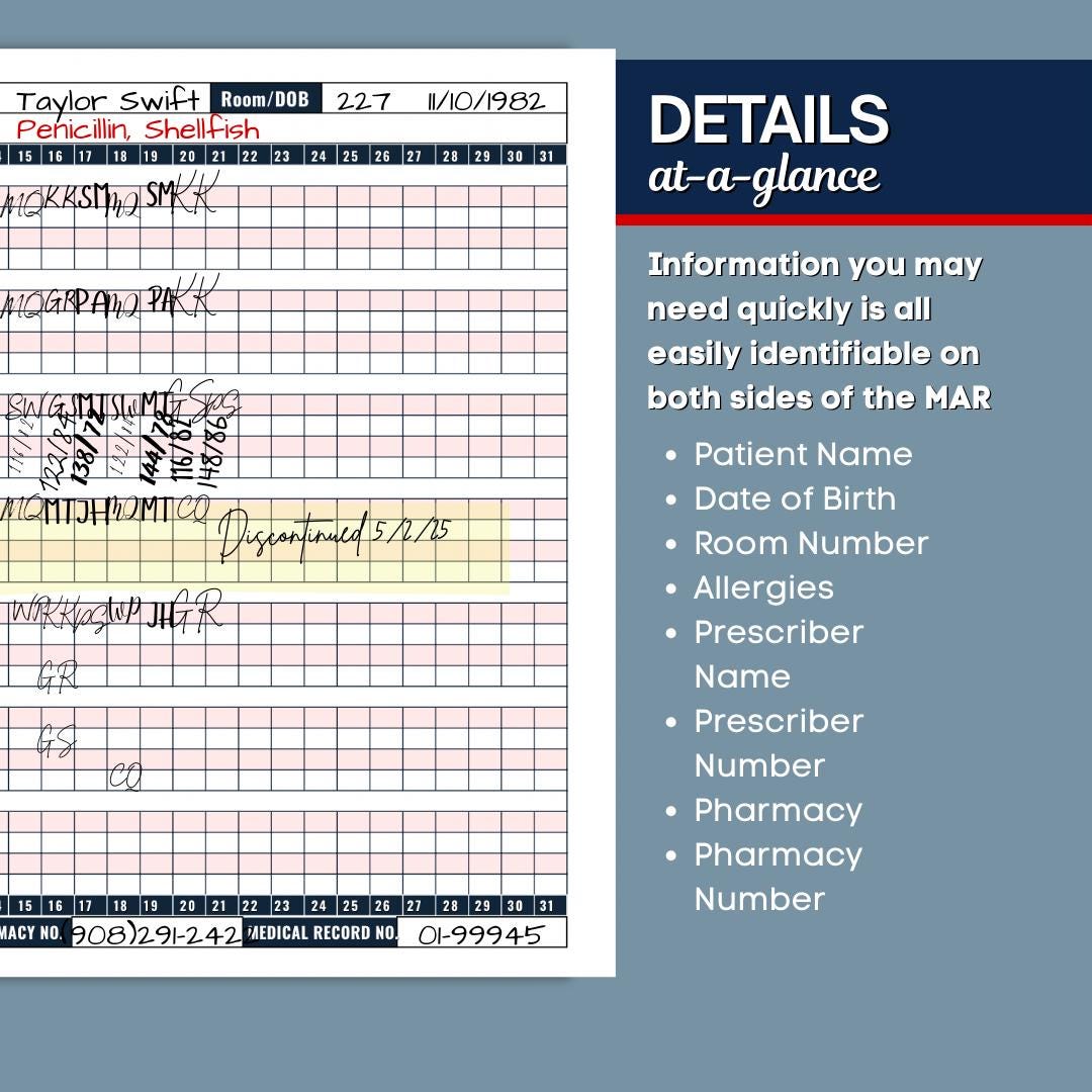 Medication Administration Record MAR Monthly, Medicine Tracker, Blank ...