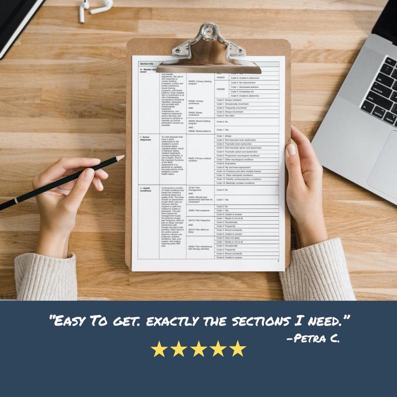 MDS Assessment Cheat Sheet, MDS Reference Tool for Nursing Home ...