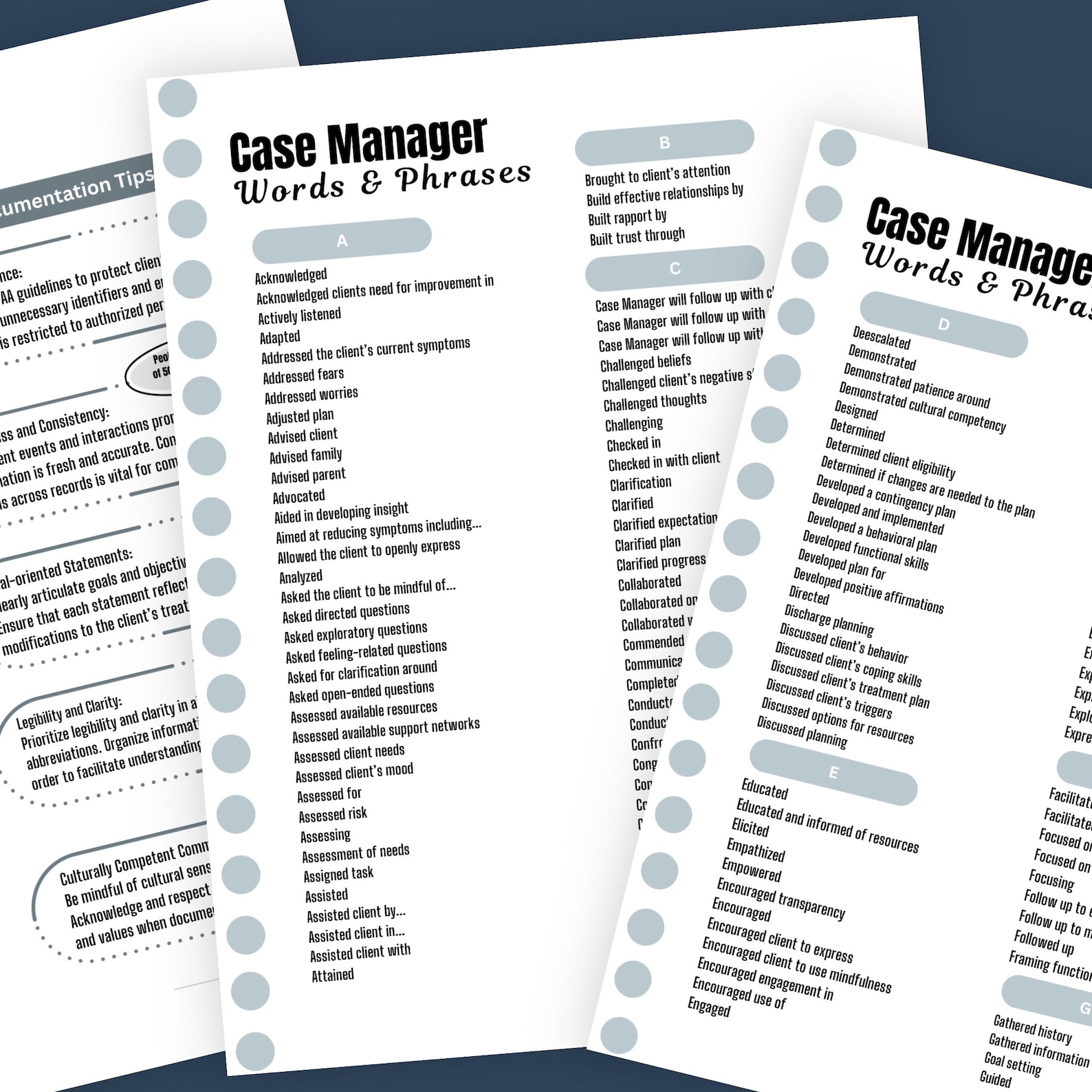 Case Manager Cheat Sheet - Documentation Verbiage, Interventions ...