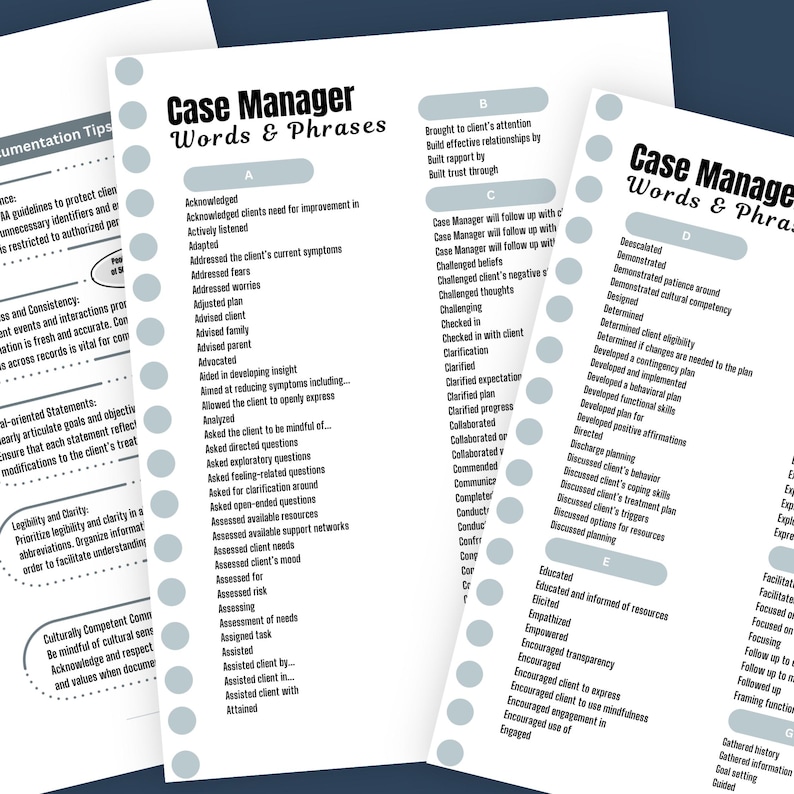 Case Manager Cheat Sheet - Documentation Verbiage, Interventions & Abbreviations, Care Plan ...