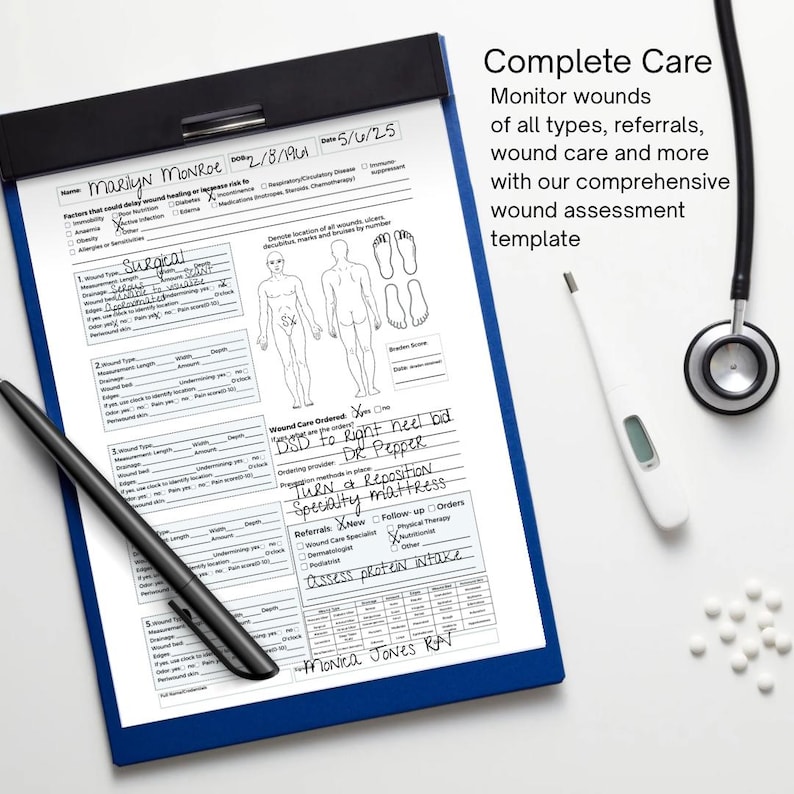 Wound Care Assessment Form, Treatment Goals, Nursing Documentation (PDF ...