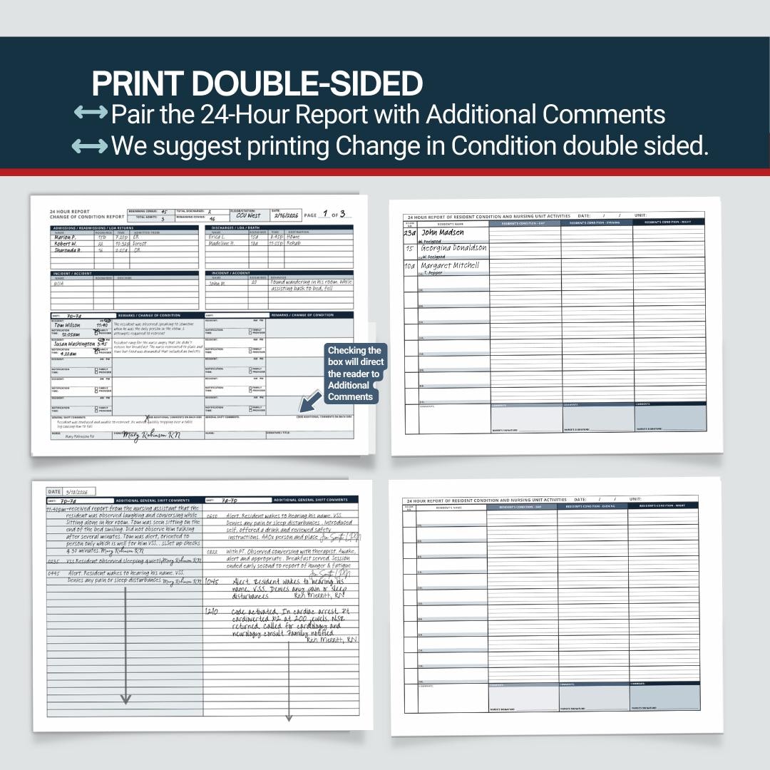 Change in Condition & 24 Hour Report Sheet Forms | Nursing Supervisor ...