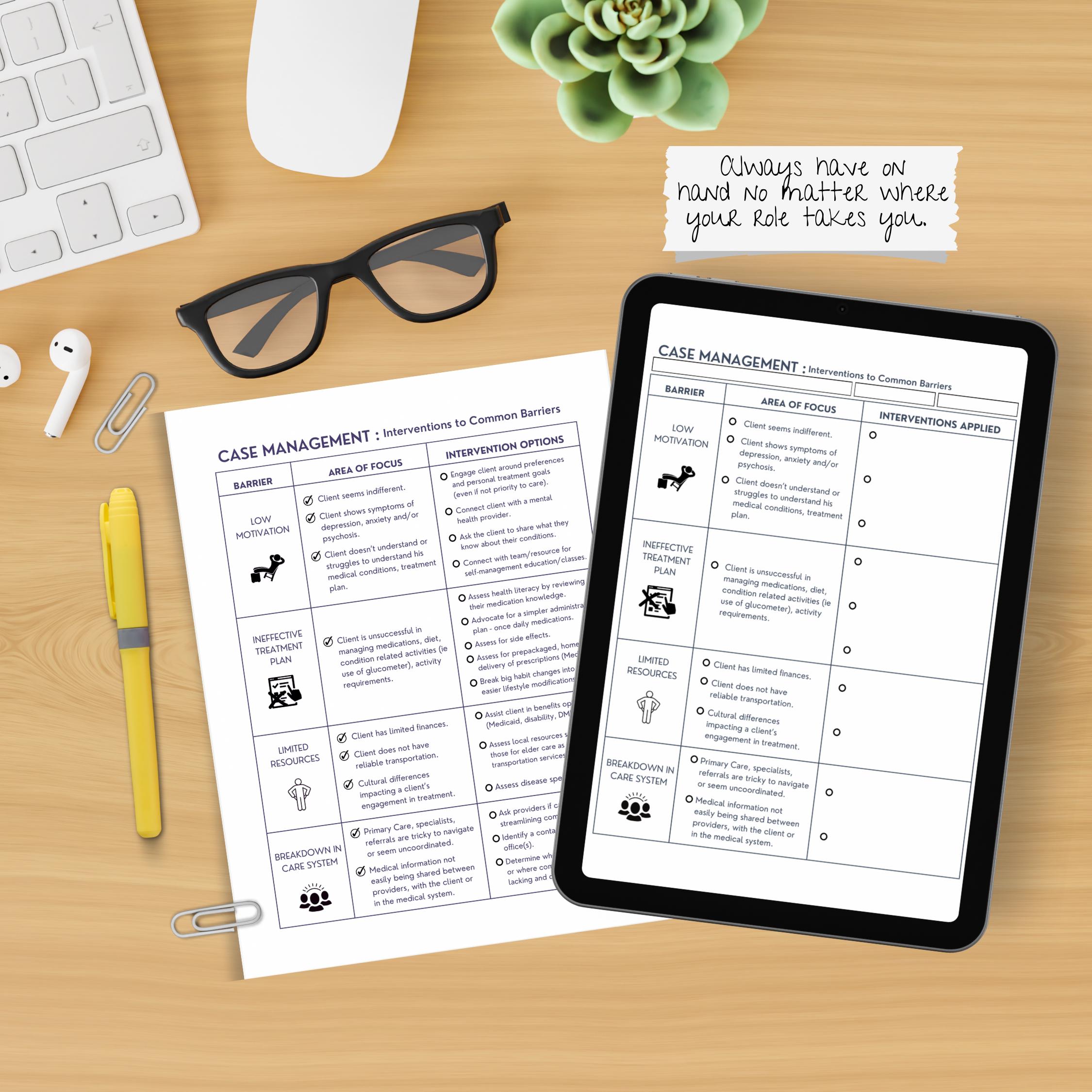 Case Management Interventions and Barriers Guide: Care Planning Cheat ...