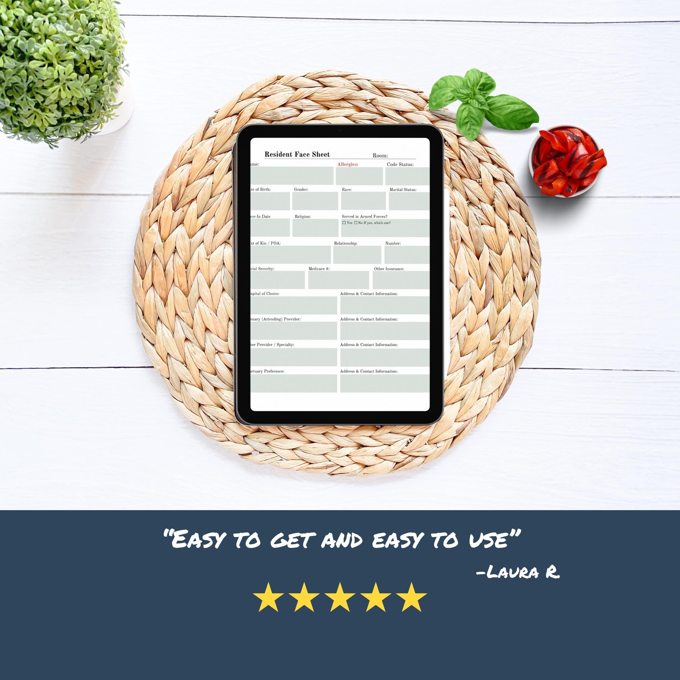 Editable Assisted Living Intake Forms: Nursing Home Resident Assessment ...