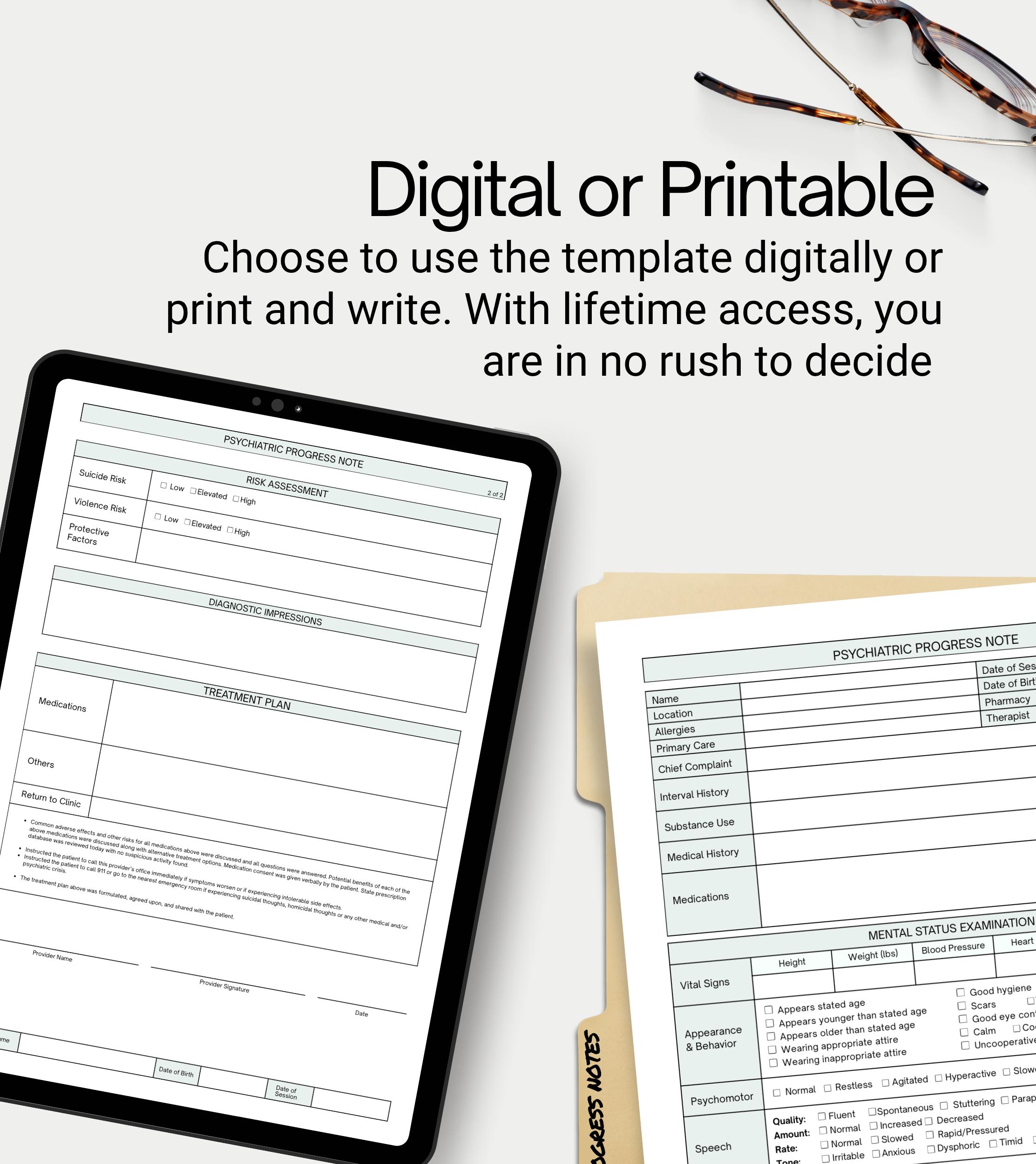 Psychiatric Progress Note, Psychiatry Session Template, Printable ...