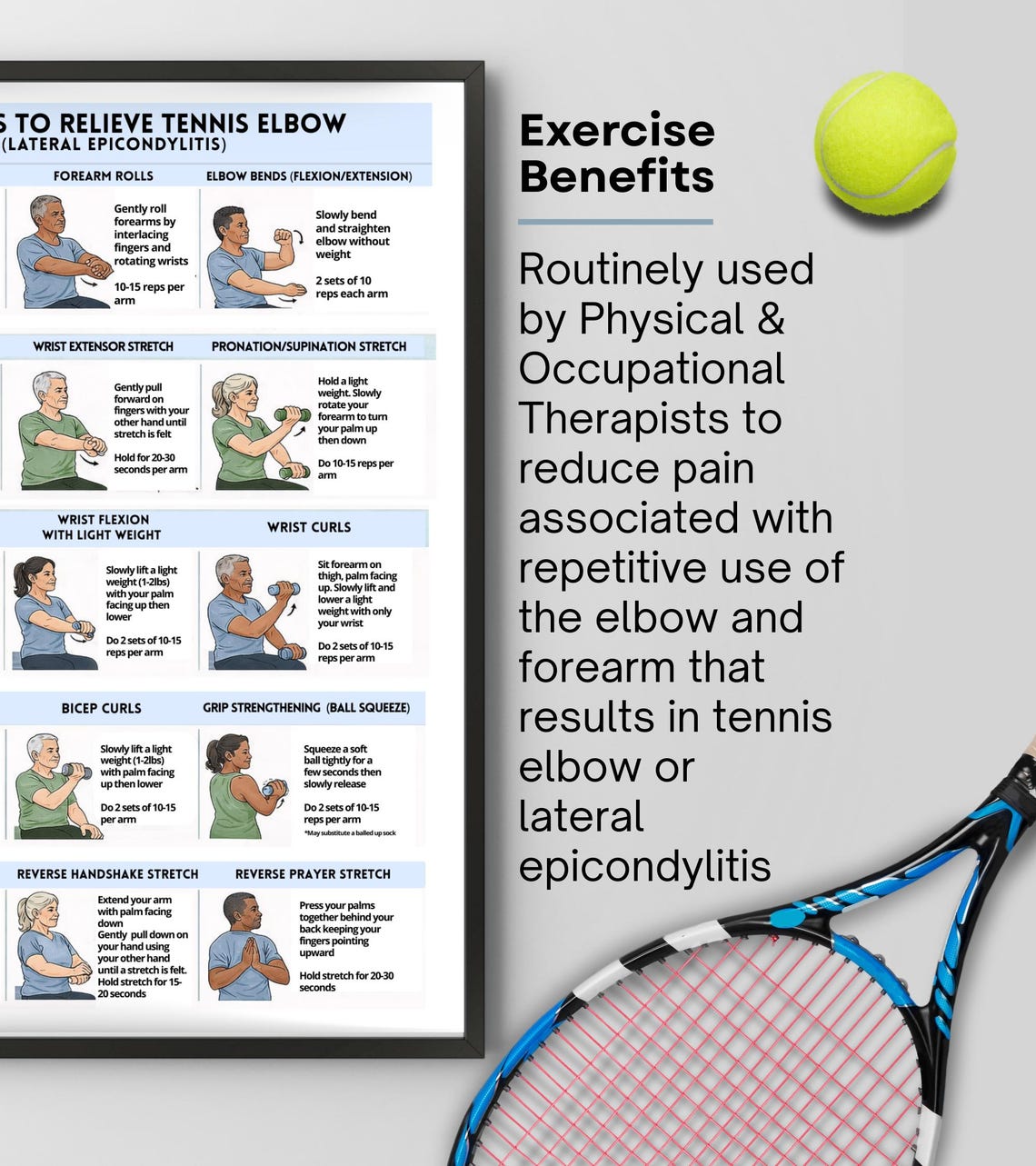Tennis Elbow Rehab Exercises, Pickleball Elbow Relief, Outer Elbow Pain ...