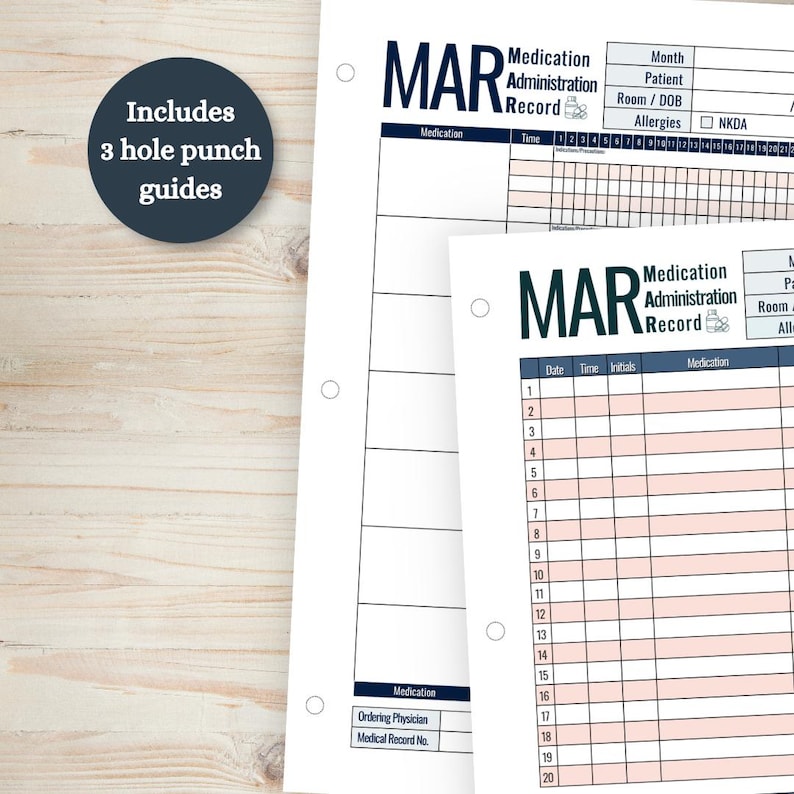 Medicine Administration Record (MAR), Monthly Medication Tracker ...