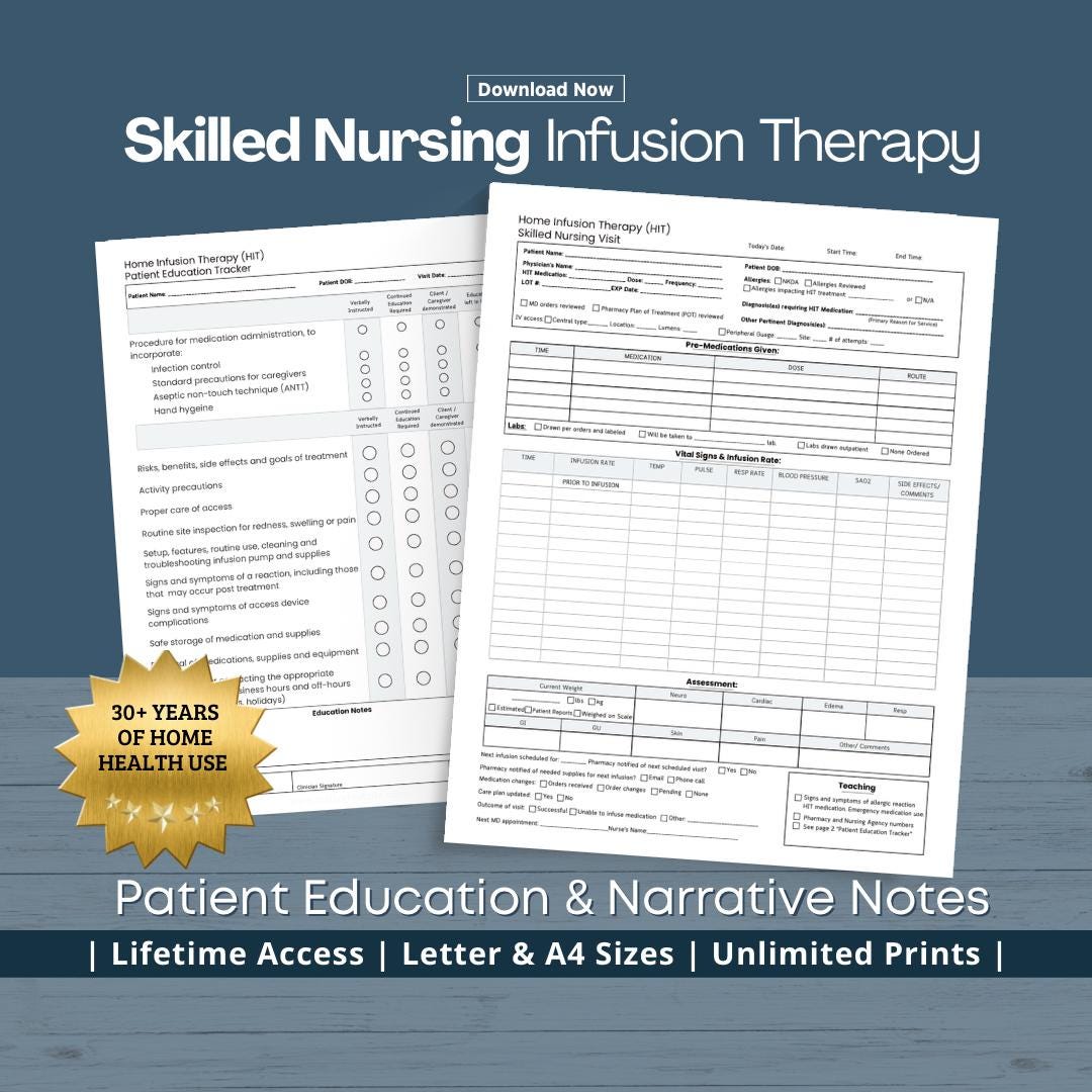 IV Infusion Visit Template, Nursing Intravenous Infusion Form, IV ...