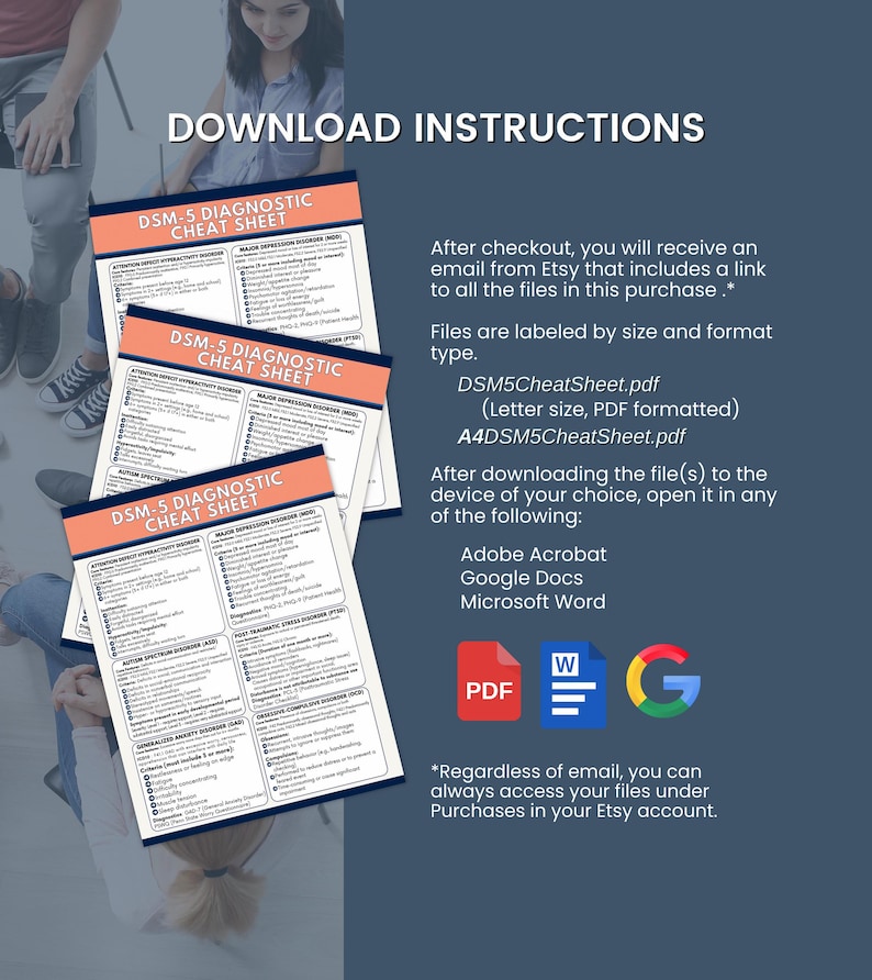 DSM-5 Diagnostic Criteria Cheat Sheet, Mental Health Guide (PDF) - Etsy