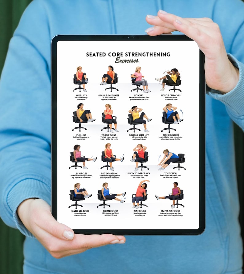 Seated Core Strengthening Exercises for Seniors Poster | 16 Chair ...