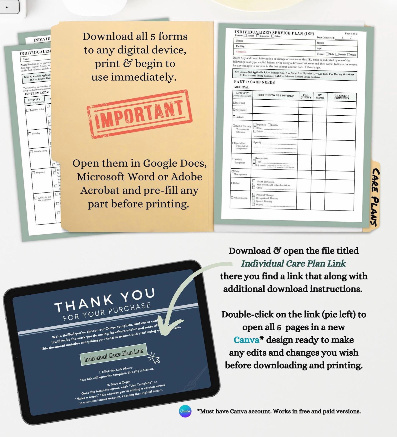 Individual Service Plan Template: Assisted Living, Long Term Care ...