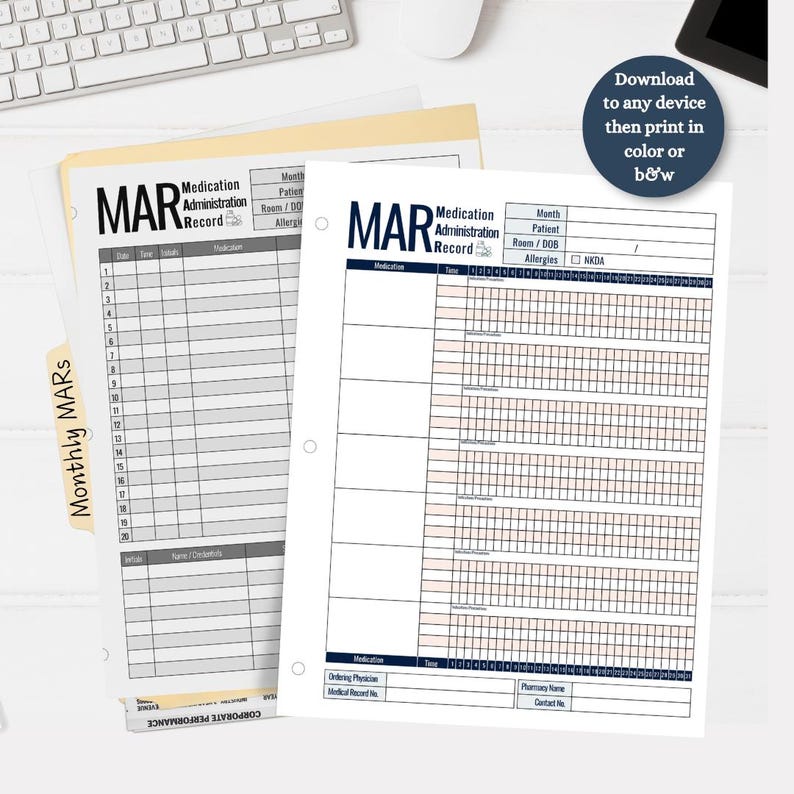 Medicine Administration Record (MAR), Monthly Medication Tracker ...