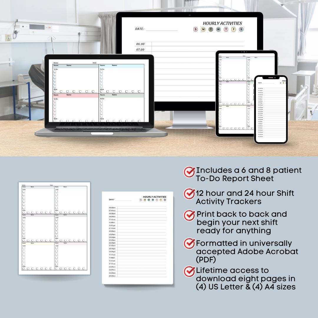 Nursing to Do Report Sheet: Nurse Patient Care Shift Planner (PDF ...