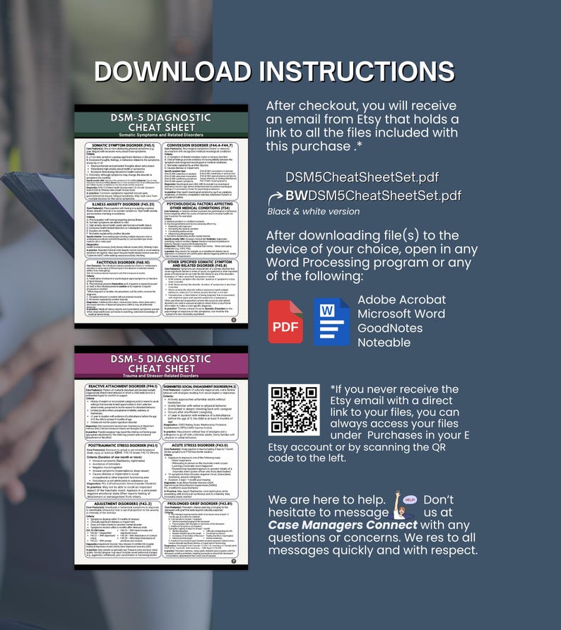 DSM5 Cheat Sheets: 100+ Mental Disorder Diagnostic Criteria, Dsm5-tr ...