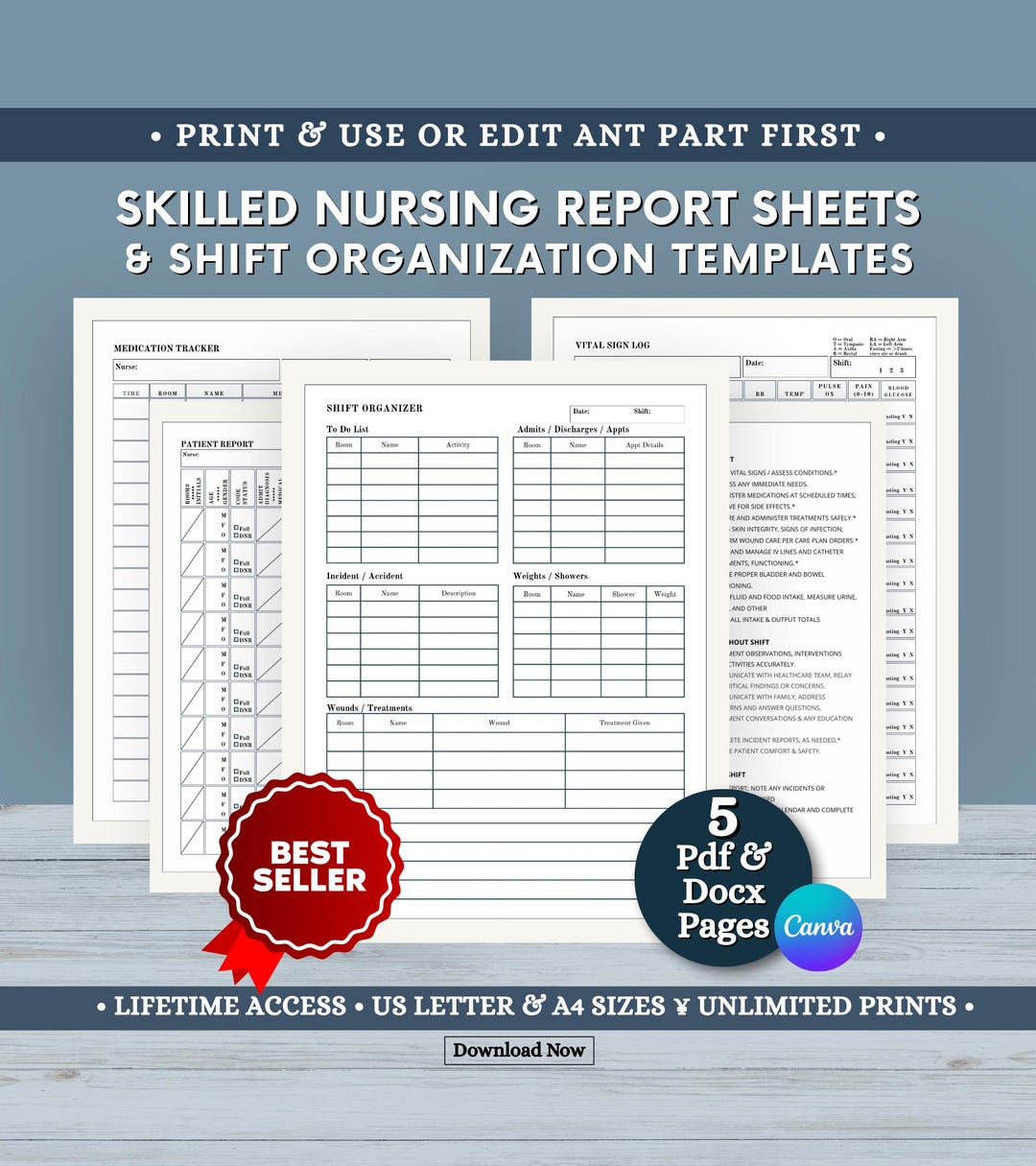Nurse Patient Report Sheet, Skilled Nursing Patient Care Forms ...