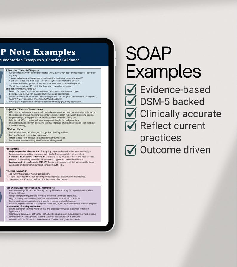 SOAP Note Therapy Cheat Sheet, Psychotherapy Documentation Samples ...