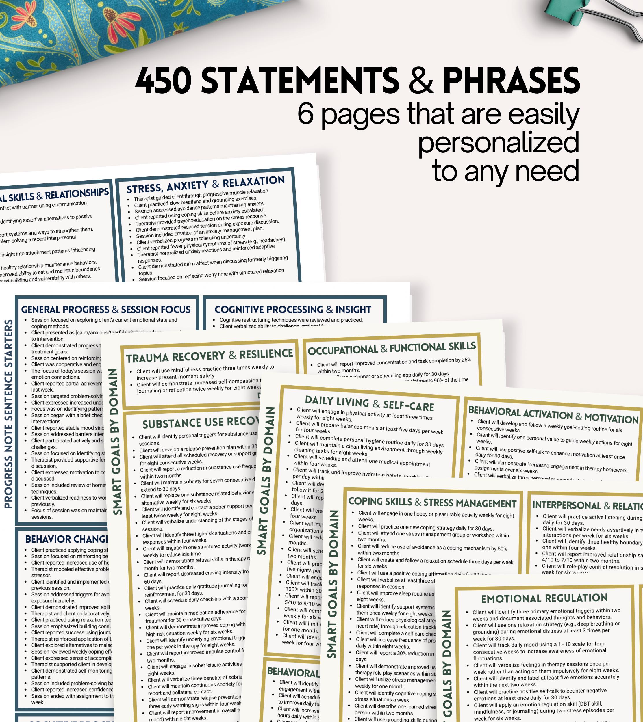 250 SMART Goals Treatment Plan for Therapists | Mental Health ...