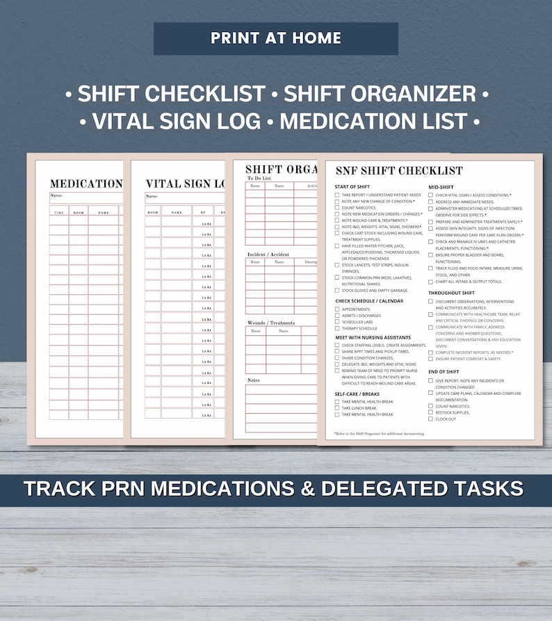 Editable Skilled Nursing Shift Organizer Bundle: Patient Report, Task ...