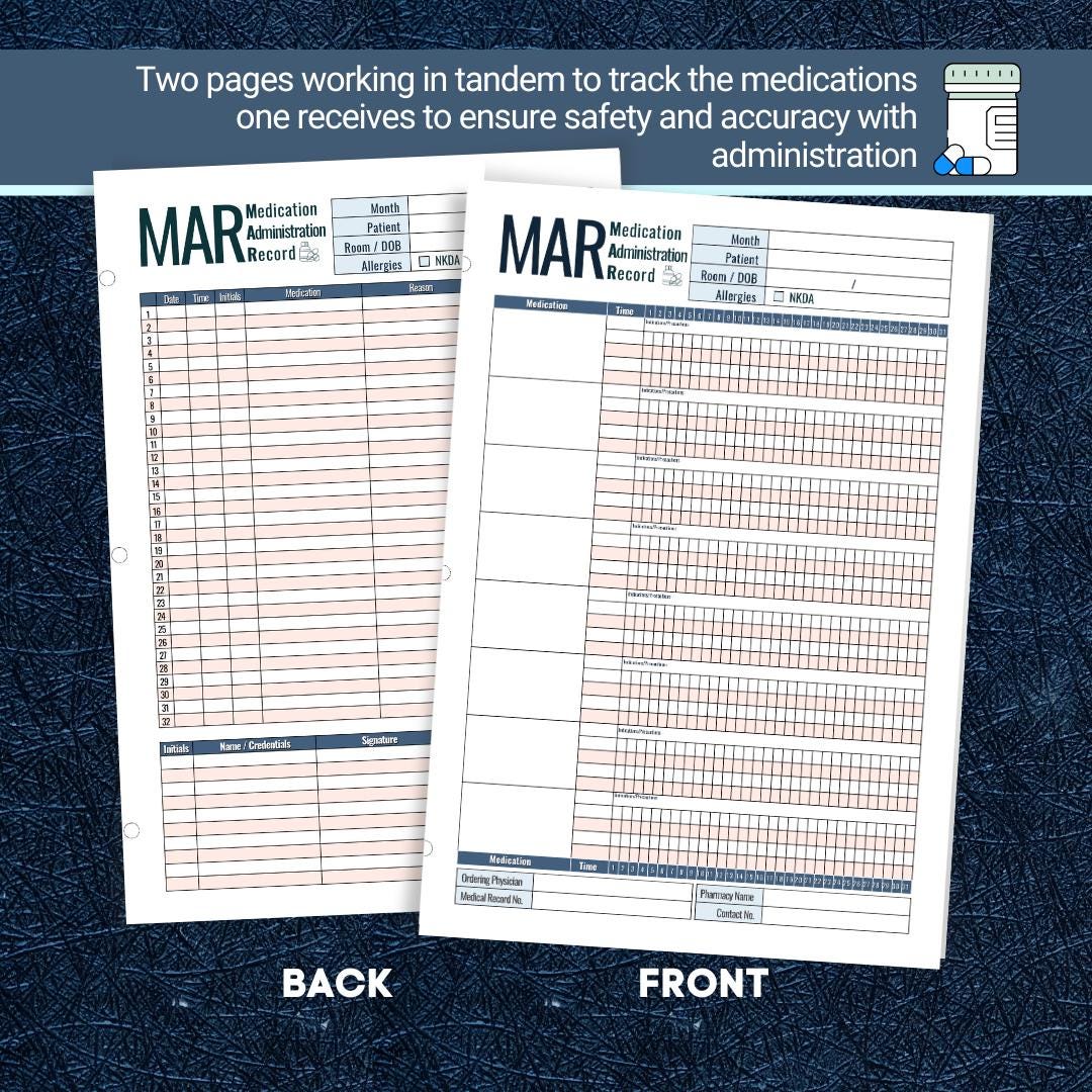 Medicine Administration Record MAR, Printable Medicine Tracker for Home ...