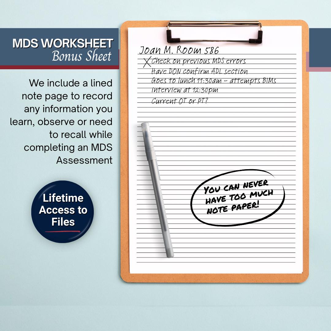 MDS Collection Sheet | Skilled Nursing PDPM Tool | Complete MDS ...