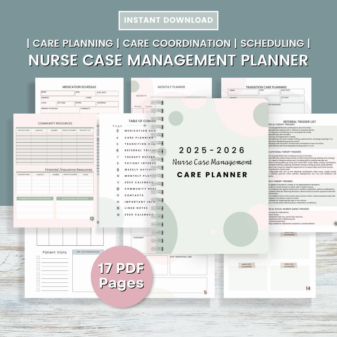 Case Manager Care Planner, Nurse Care Management Care Plan Guide ...